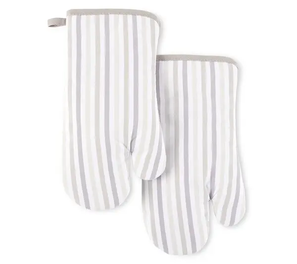 MARTHA STEWART Daisy Stripe Oven Mitt 2-pack Set - One-color