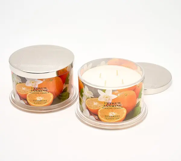HOMEWORX BY SLATKIN + CO. As Is S/2 18oz Citrus Candles - One-color