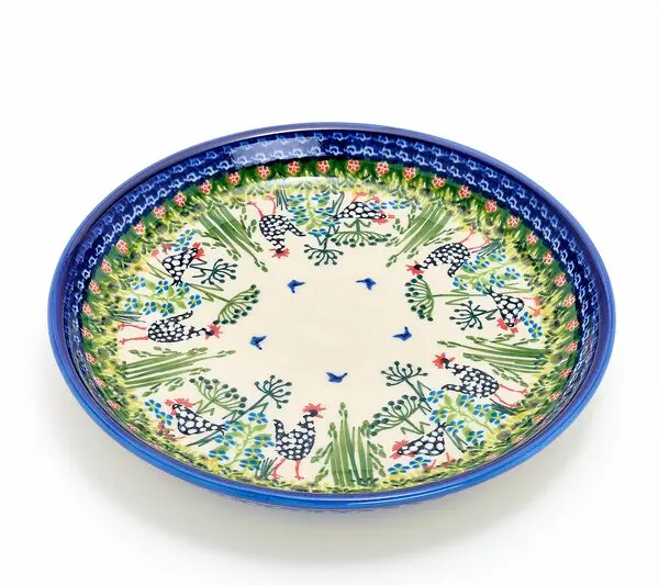 LIDIA'S POLISH POTTERY Hand Painted 8.25' Lipped Plate - One-color