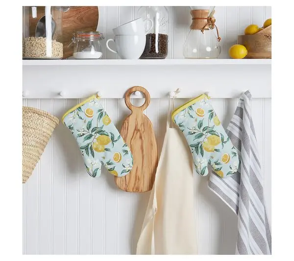MARTHA STEWART Lemon Whimsy Oven Mitt Set