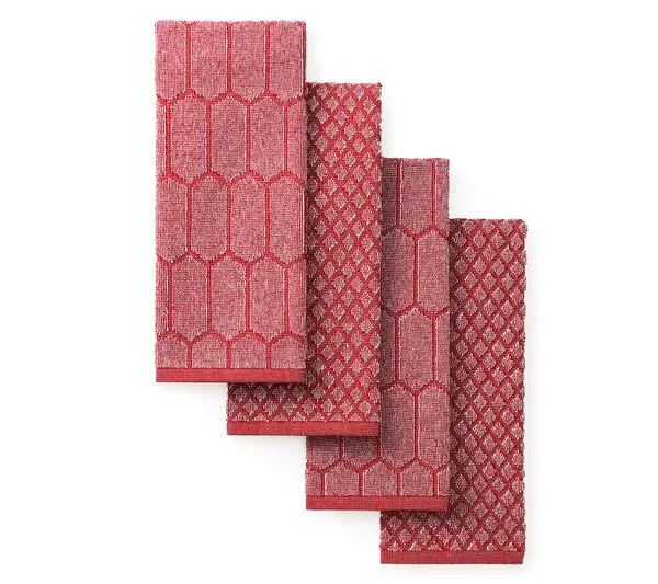 MARTHA STEWART Honeycomb Chambray Kitchen Towel 4-pack Set - One-color