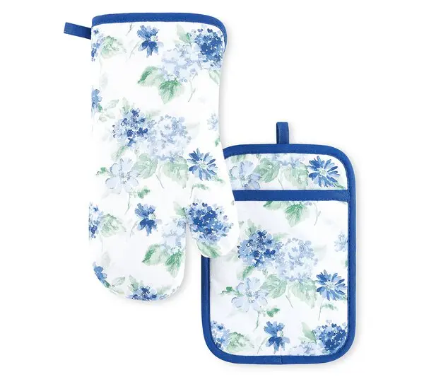 MARTHA STEWART Amber Floral Oven Mitt & Pot Hol Der 2-pack Set - One-color