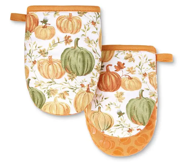 MARTHA STEWART Autumn Pumpkins Mini Oven Mitt 2 -pack Set