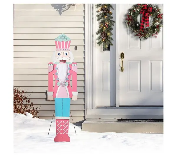 GLITZHOME 60h Christmas Wooden Nutcracker Porch Sign - One-color