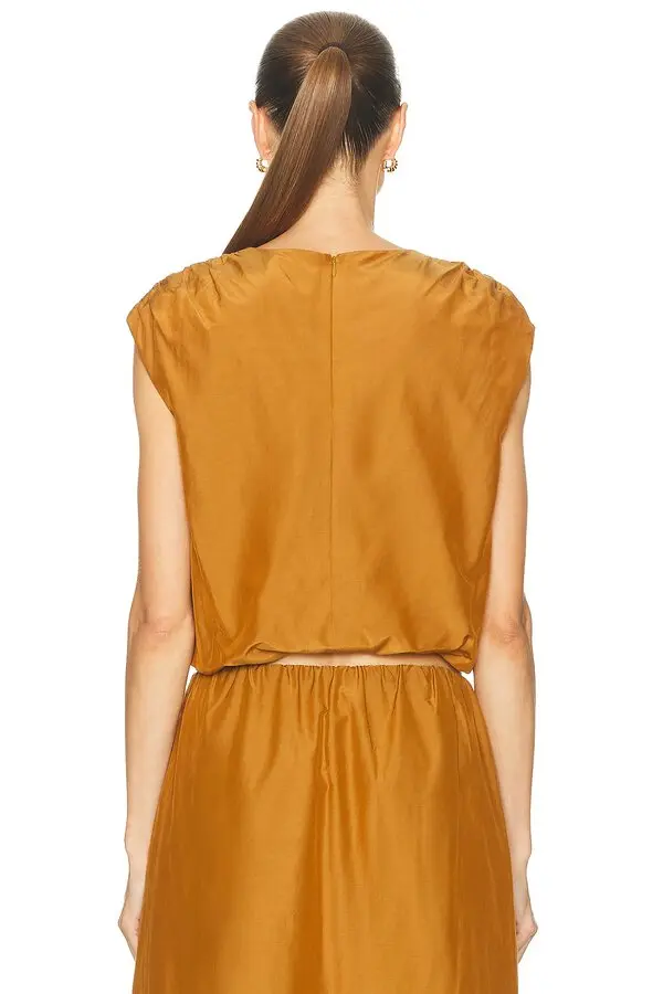 Loulou De Saison Cosma Gathered Sleeveless Top - Ocher