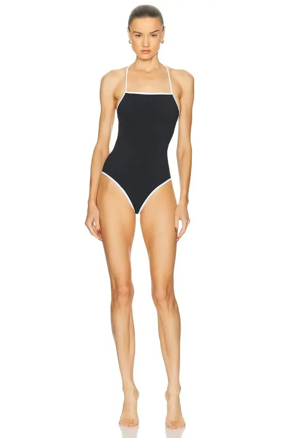 Loulou De Saison Itak One Piece Swimsuit - Black & Ivory