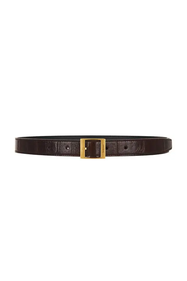 Saint Laurent Fine Ceinture Rectangle Belt - Scotch Brown & Dark Scotch Brown