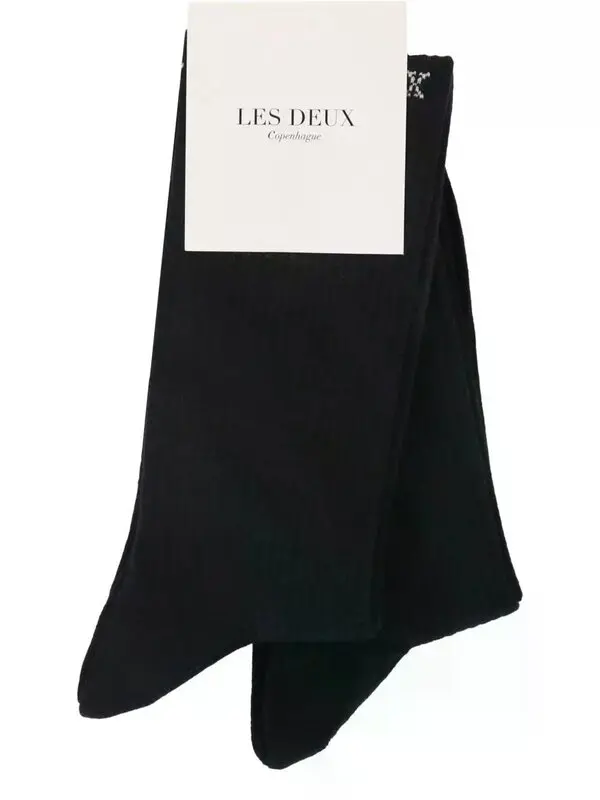 LES DEUX Logo-embroidered Socks Set - 100215 Black