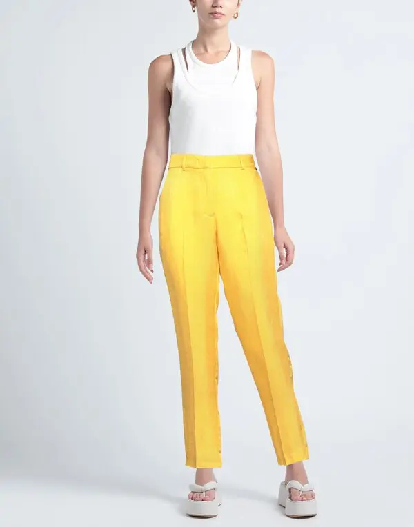 Liu Jo Tapered Viscose Linen Pants - Yellow