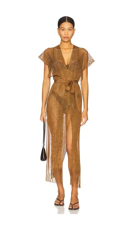 Luli Fama Long Knit Caftan - Brown