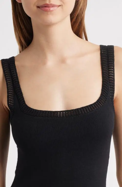 Moon River Square Neck Mixed Media Midi Dress