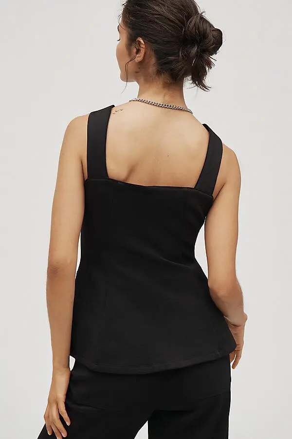 Maeve Structured Longline Vest Top - Black Onyx