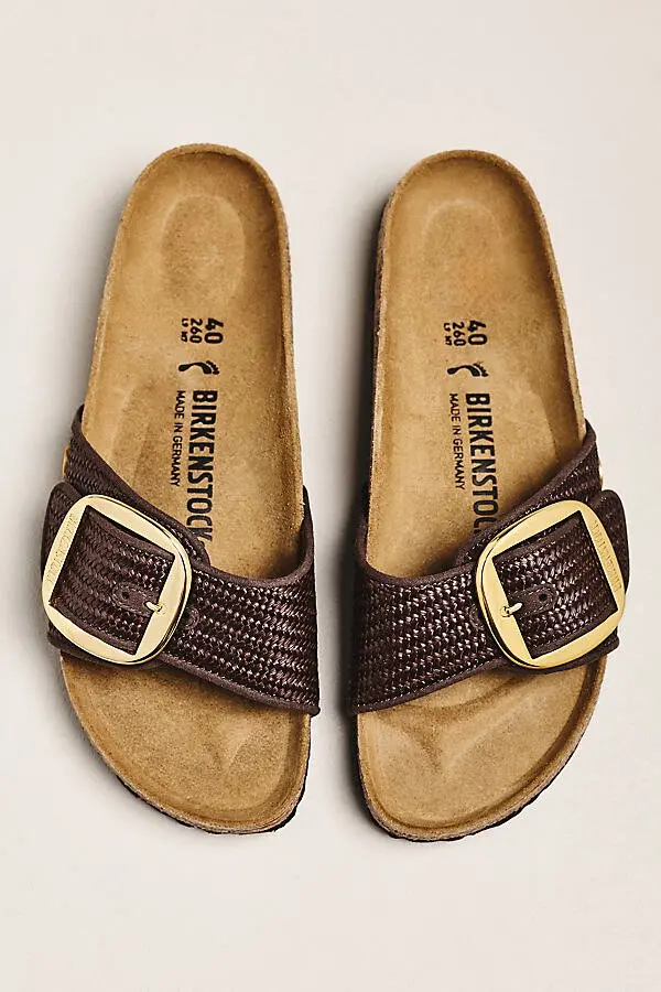 BIRKENSTOCK Madrid Big Buckle Raffia Sandals - Carafe