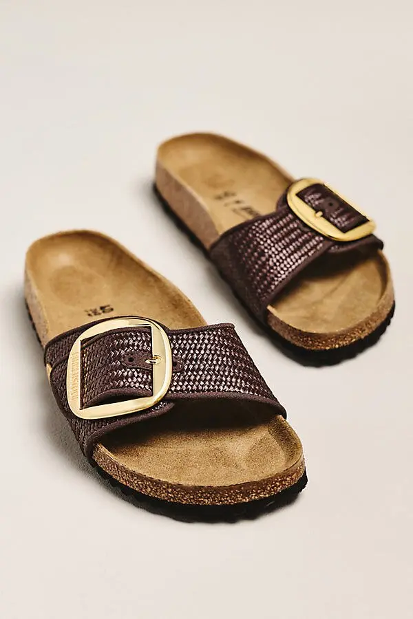 BIRKENSTOCK Madrid Big Buckle Raffia Sandals - Carafe