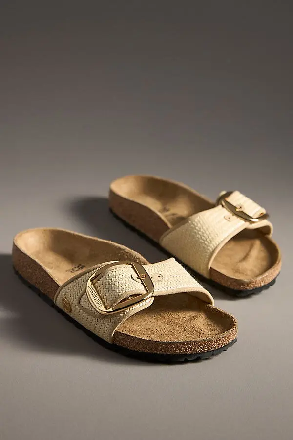 BIRKENSTOCK Madrid Big Buckle Raffia Sandals - Natural