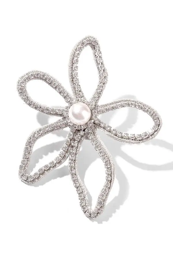 Deepa Gurnani Felicity Flower Post Earrings - Silver