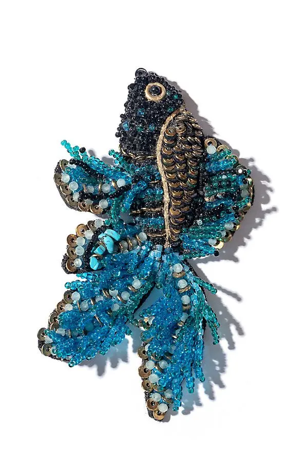 Deepa Gurnani Guppy Brooch - Blue