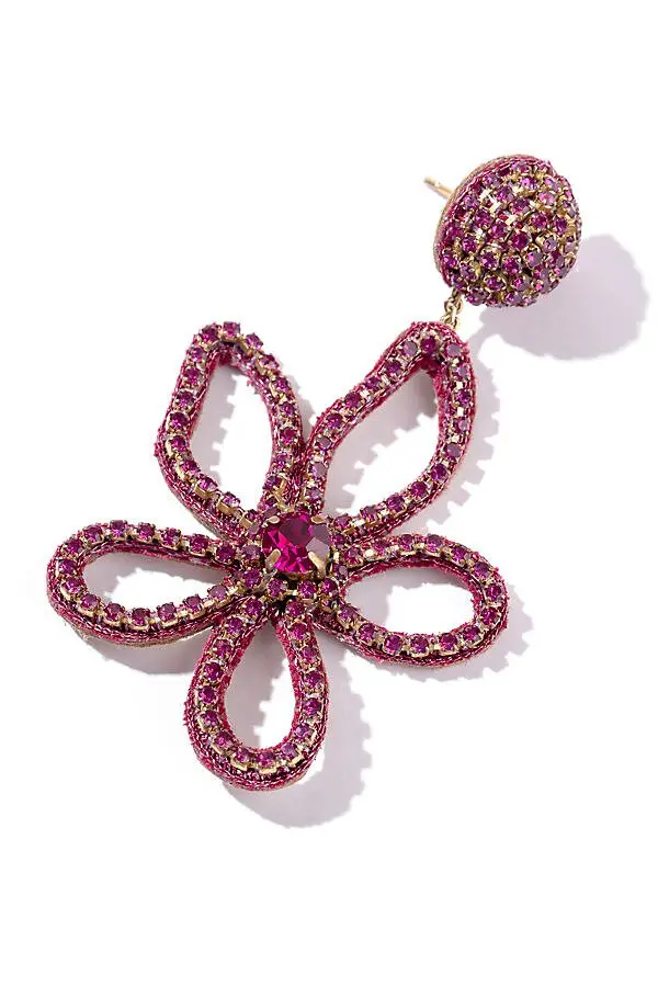 Deepa Gurnani Fiorella Flower Drop Earrings - Pink