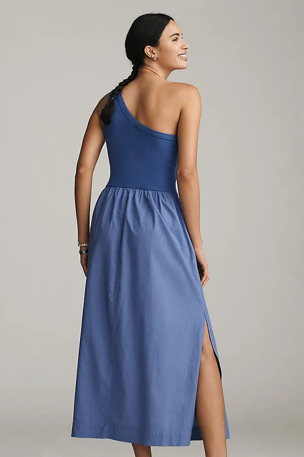 Sundry One-shoulder Twofer Midi Dress - Cobalt