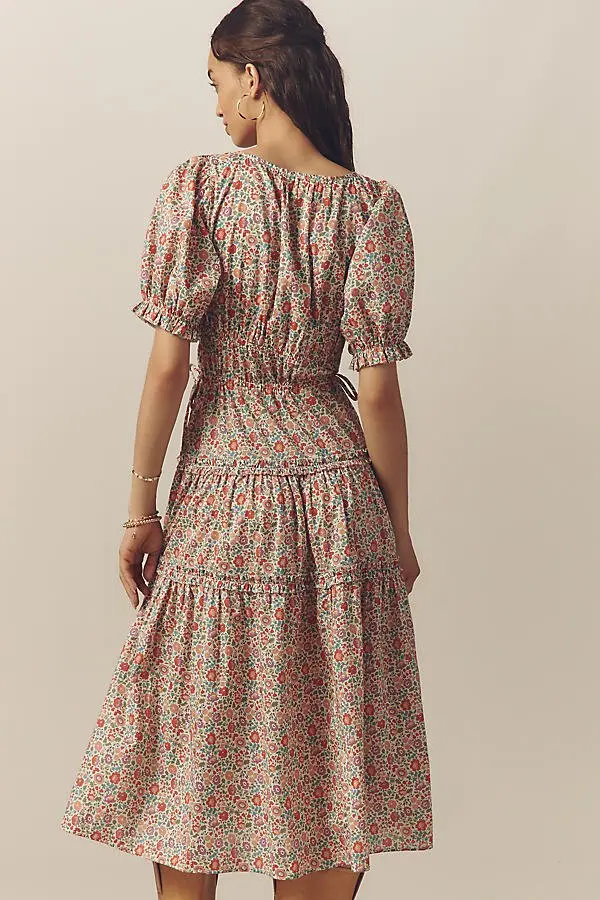 love the label sasha short-sleeve v-neck tiered midi dress Sasha Tiered Midi Dress