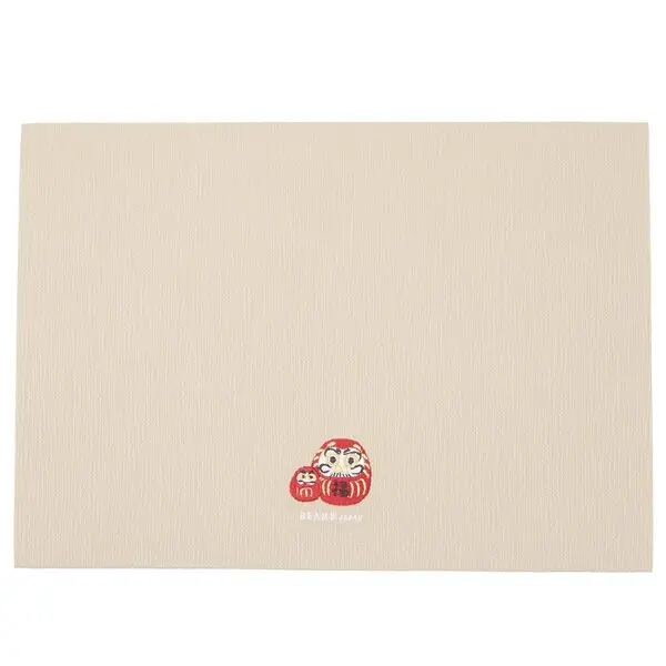 BEAMS Embroidery Daruma Tea Mat - Beige