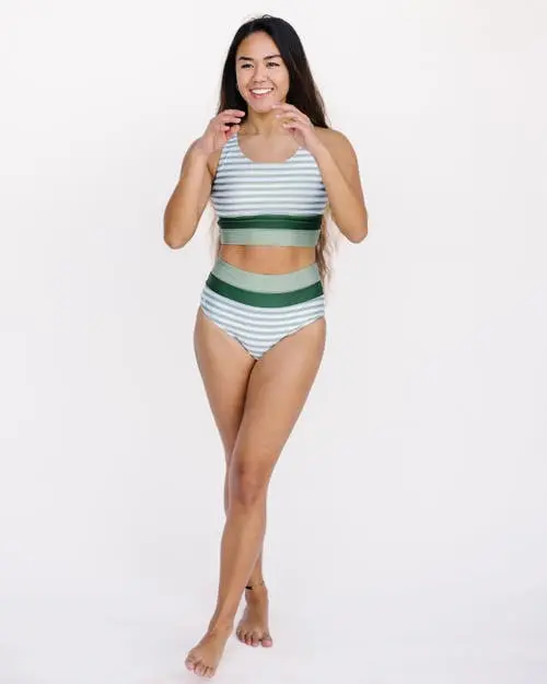 NANI Cut Back Crop Swim Top - Mariner