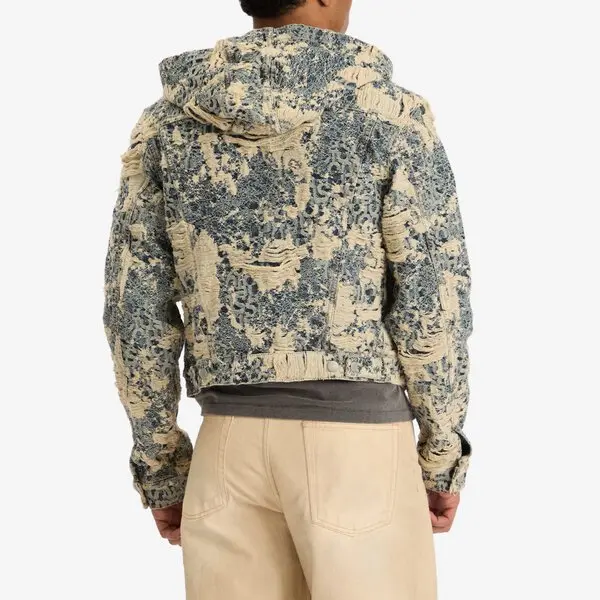 Acne Studios Distressed Monogram Hooded Jacket - Mid Blue