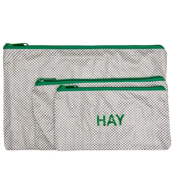 HAY Candy Mono Flat Wash Bag Set Of 3 - Grey