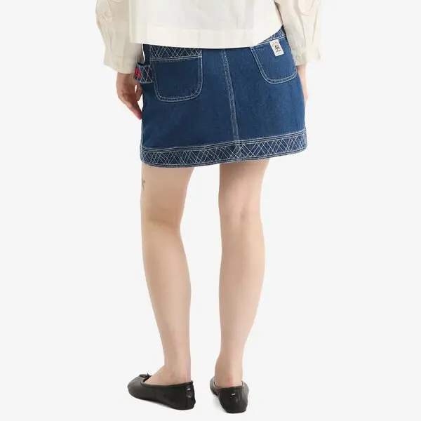 BODE Embroidered Denim Skirt