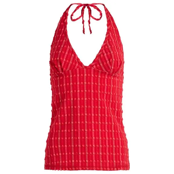 PEACHY DEN Cindy Halter Top - Lipstick