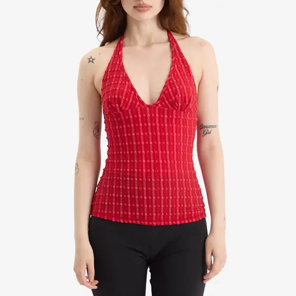 PEACHY DEN Cindy Halter Top - Lipstick