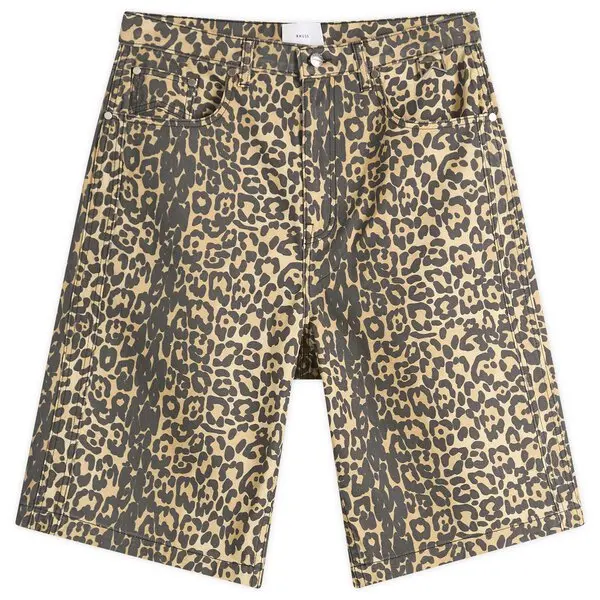 Rhude Leopard-print Denim Shorts - Black/tan