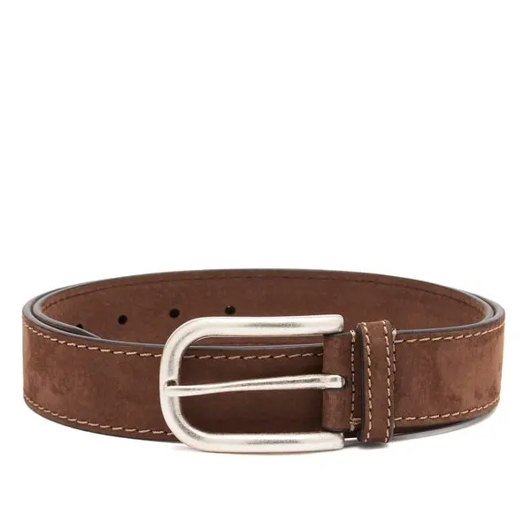 Anderson's Stitch Trimmed Nubuck Leather Belt - Brown