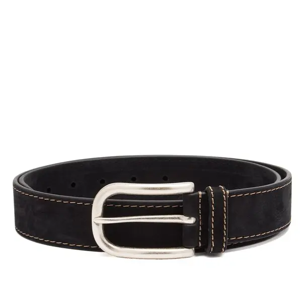 Anderson's Stitch Trimmed Nubuck Leather Belt - Black