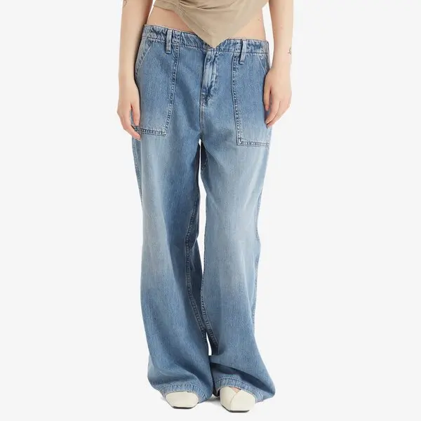 Good American Lite Linen Denim Wide Leg Pants - Indigo