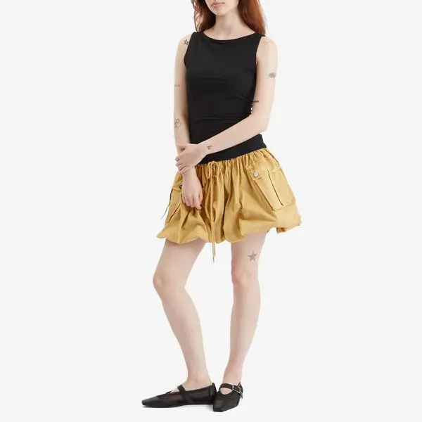 GANNI Washed Stretch Cotton Mini Bubble Skirt - Lark