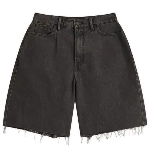 Good American Good Extreme Barrel Denim Shorts - Black