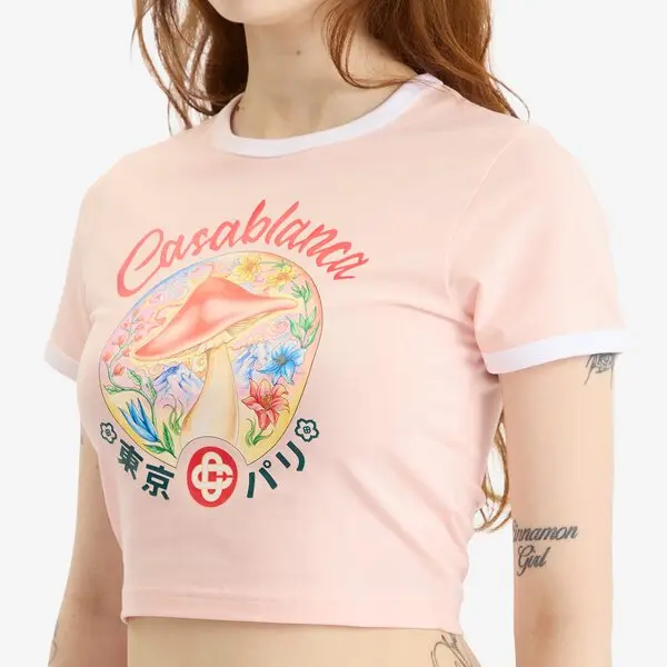 Casablanca Mushroom Emblem Printed Baby T-shirt - Pink