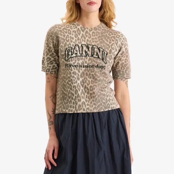 GANNI Graphic Printed T-shirt - Leopard
