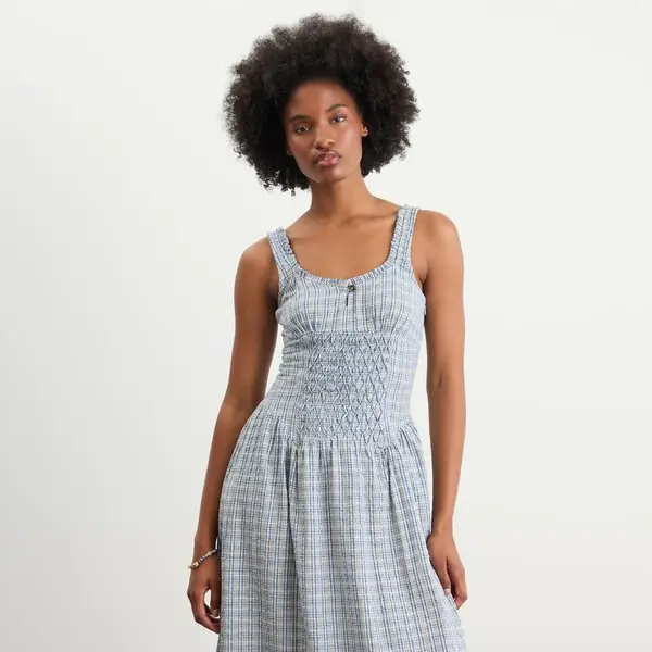 mallory midi dress Damson Madder Mallory Midi Dress - Cloudy