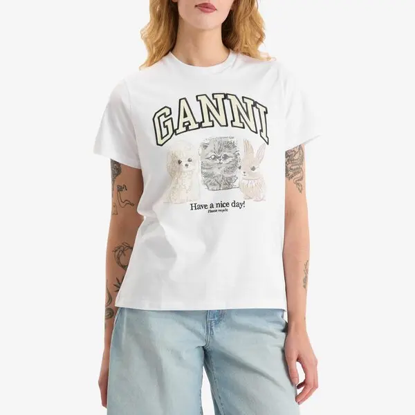 GANNI Basic Cotton Jersey Animals Relaxed T-shirt