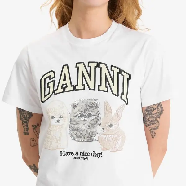 GANNI Basic Cotton Jersey Animals Relaxed T-shirt
