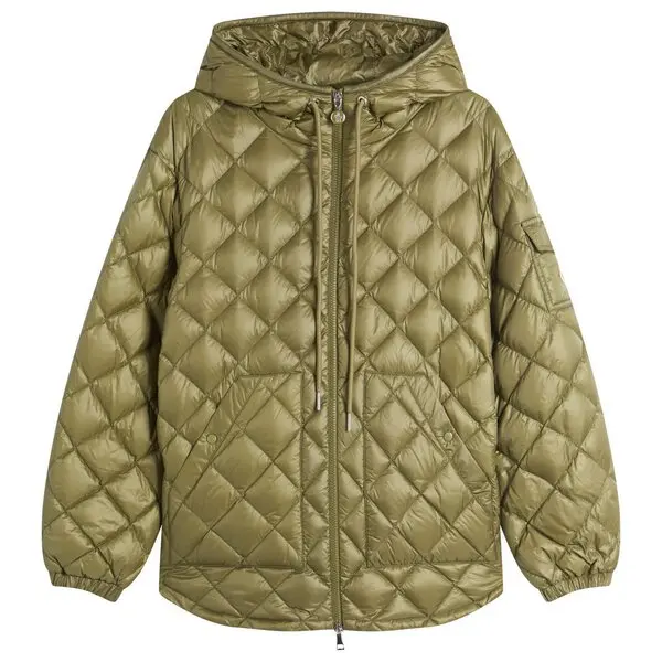 Moncler Shiny Quilted Hood Overshirt - Khaki