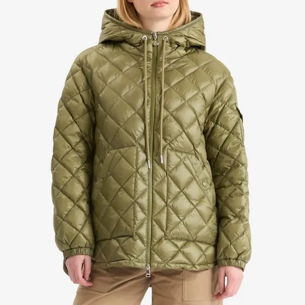 Moncler Shiny Quilted Hood Overshirt - Khaki