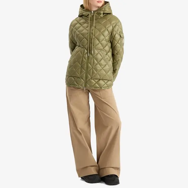 Moncler Shiny Quilted Hood Overshirt - Khaki