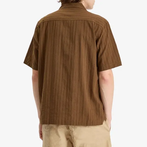 Universal Works Dobby Self Stripe Camper Shirt - Brown