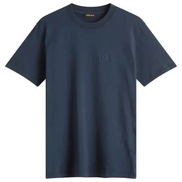 ANINE BING Lili Framed Monogram T-shirt - Washed Navy