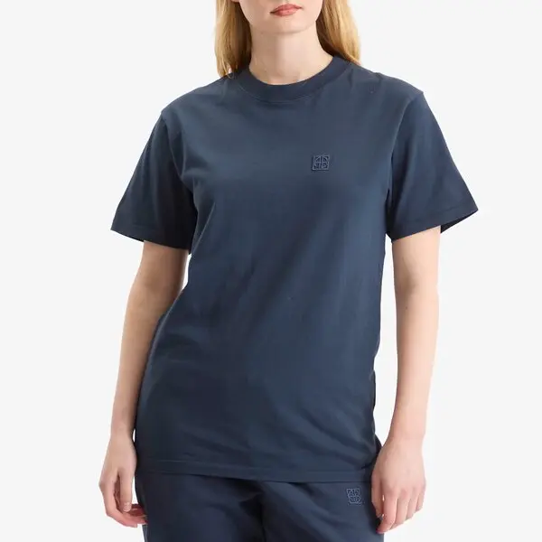 ANINE BING Lili Framed Monogram T-shirt - Washed Navy