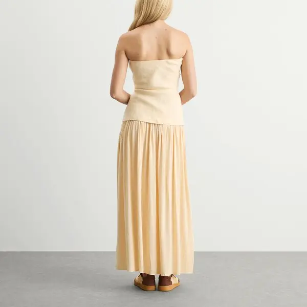 chinese dress ladies Deme by Gabriella Adela Butter Yellow Maxi Dress