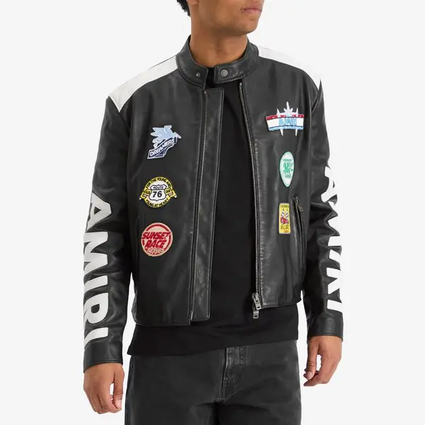 Amiri Patch Racer Leather Jacket